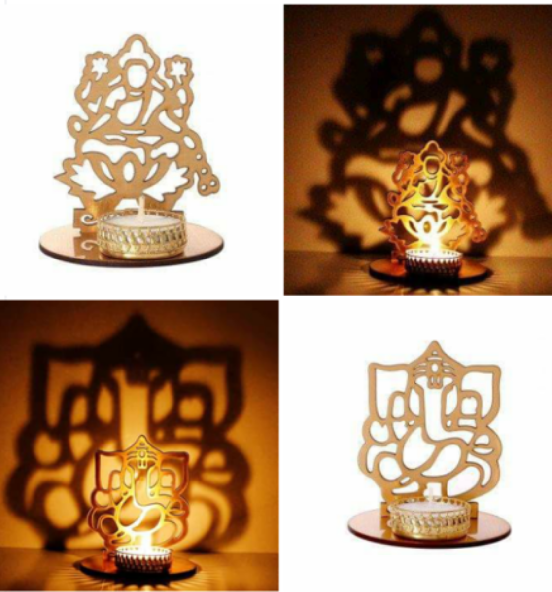 Buy Ganesh Shadow Diya | Metal Candle Holder Tealight | Return Gift ...